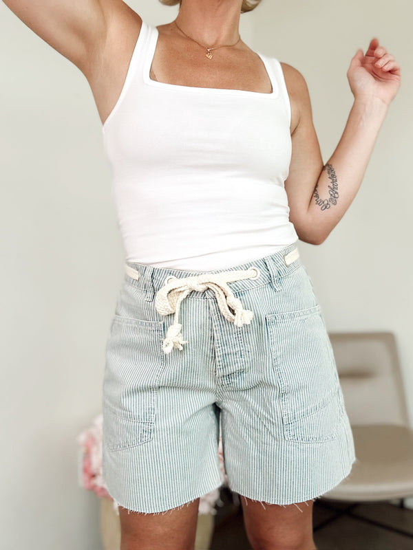 Marsha Barrel Shorts Denim Stripe - Shanty Boutique