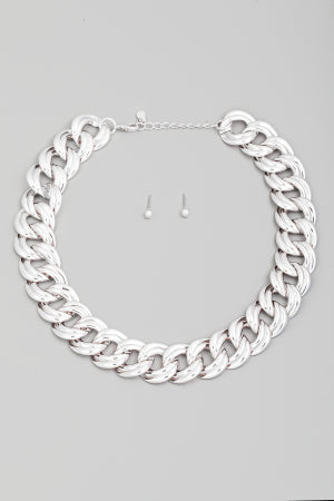 Flat Rope Chain Link Necklace Silver - Shanty Boutique
